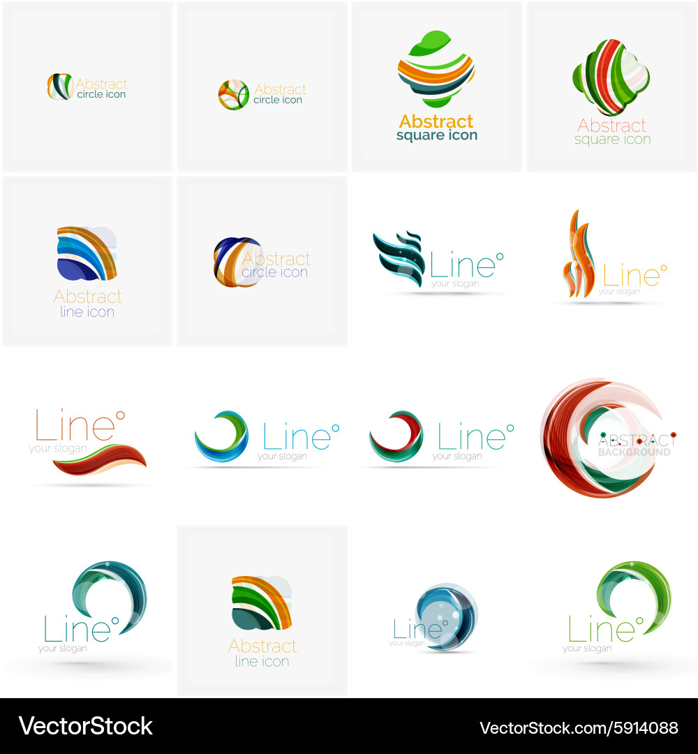Set of abstract wavy elements circles swirls Vector Image