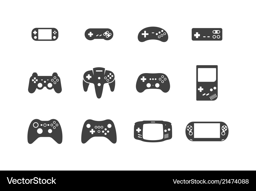 Video games joystick icons set Royalty Free Vector Image