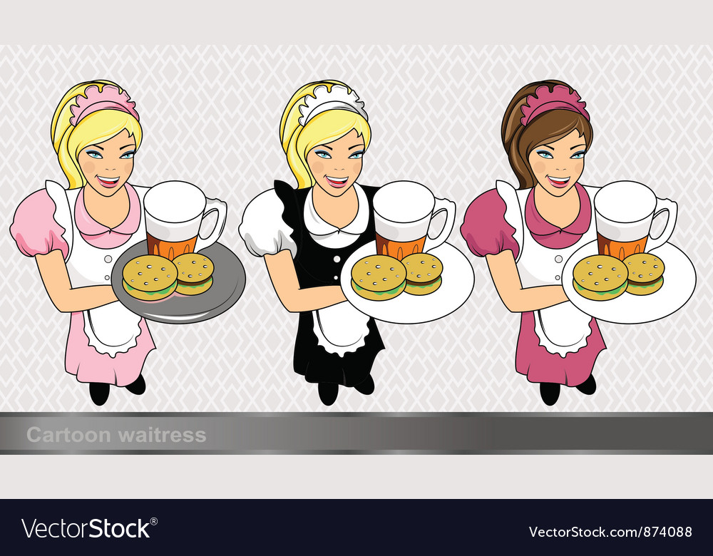Waitress set Royalty Free Vector Image - VectorStock