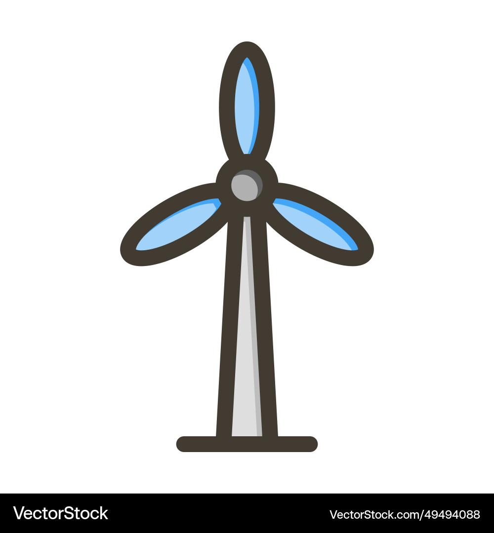 Wind energy thick line filled colors icon Vector Image