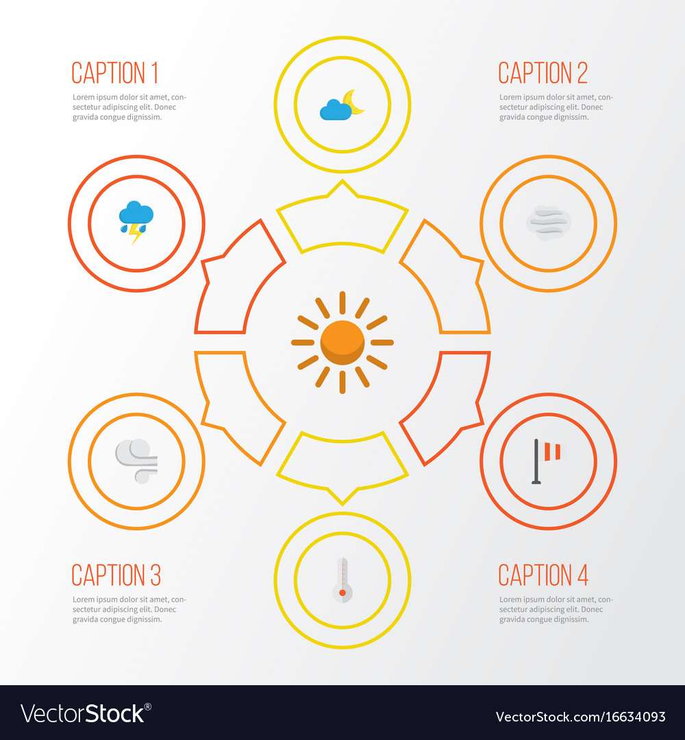 Air flat icons set collection temperature Vector Image