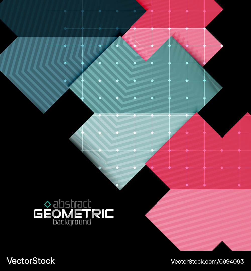 Colorful geometric shapes with texture on black Vector Image