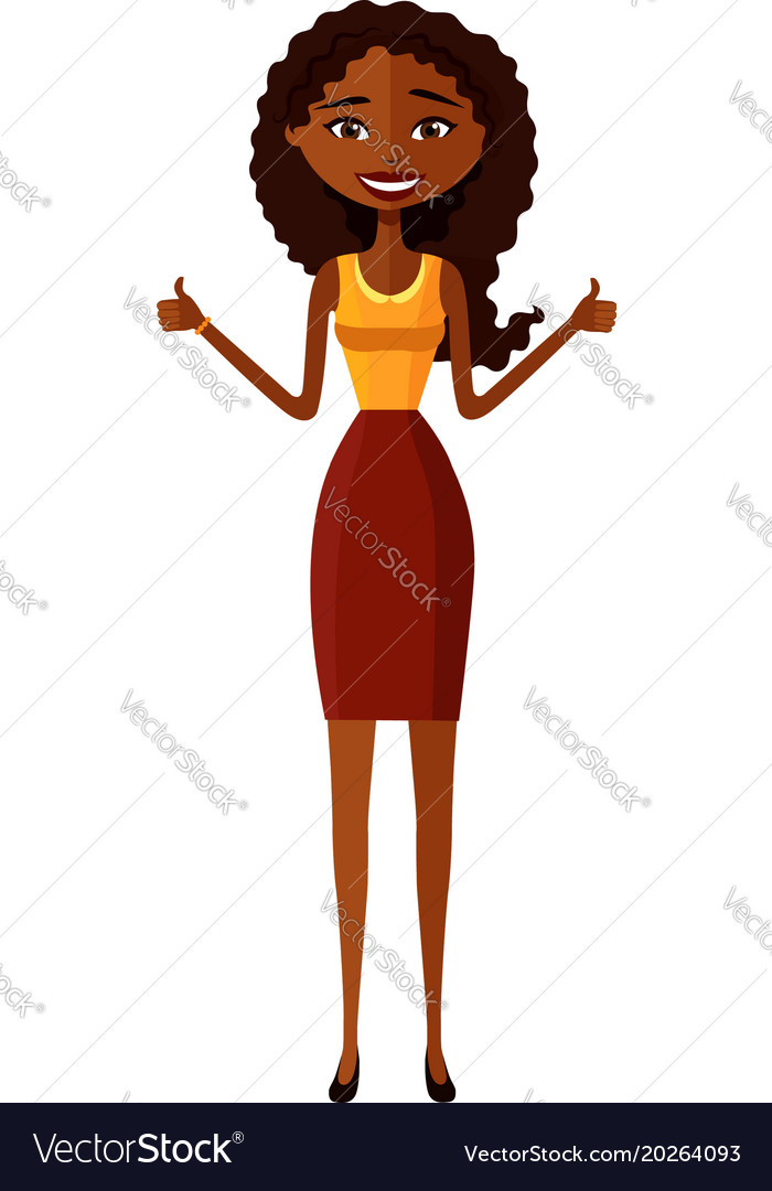 Glad african american woman showing thumbs up Vector Image Glad african american woman showing thumbs up Vector Image