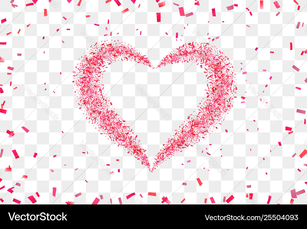 Heart confetti isolated white transparent Vector Image