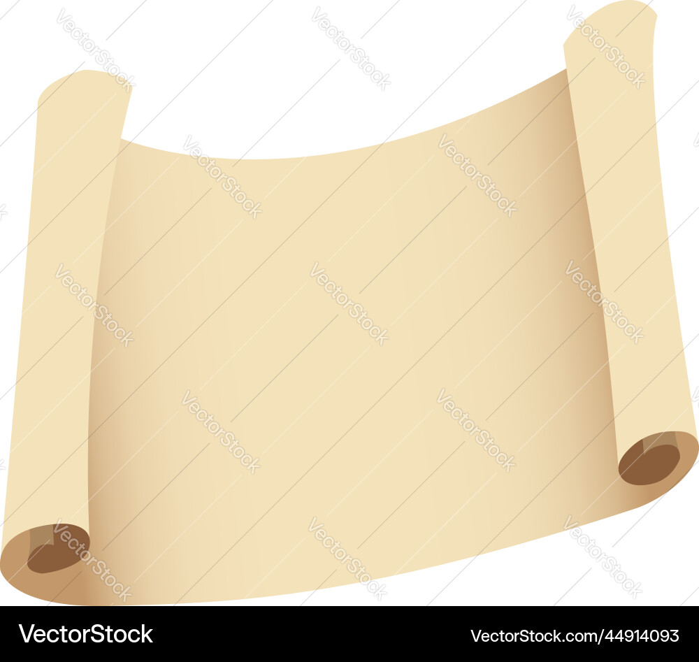 Old horizontal beige paper banner with curled Vector Image