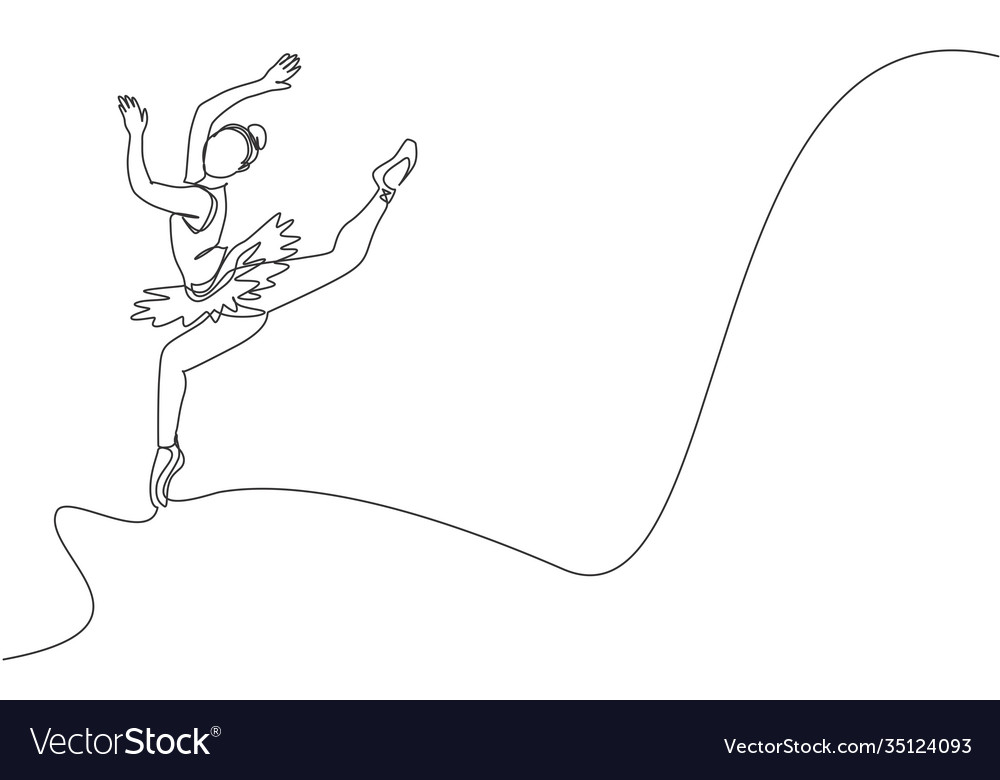 One single line drawing young beauty dancer Vector Image