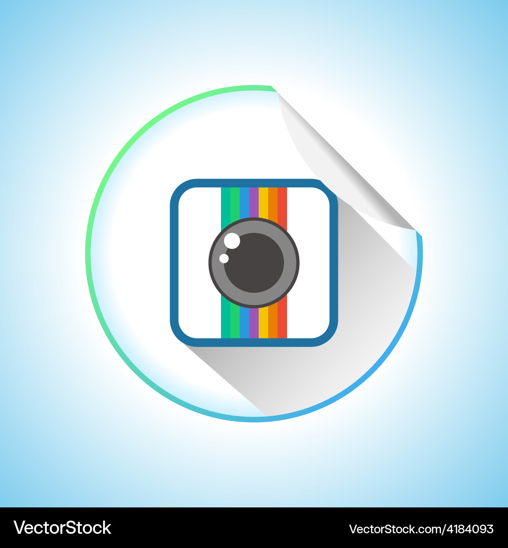 Photo camera sign round sticker Royalty Free Vector Image