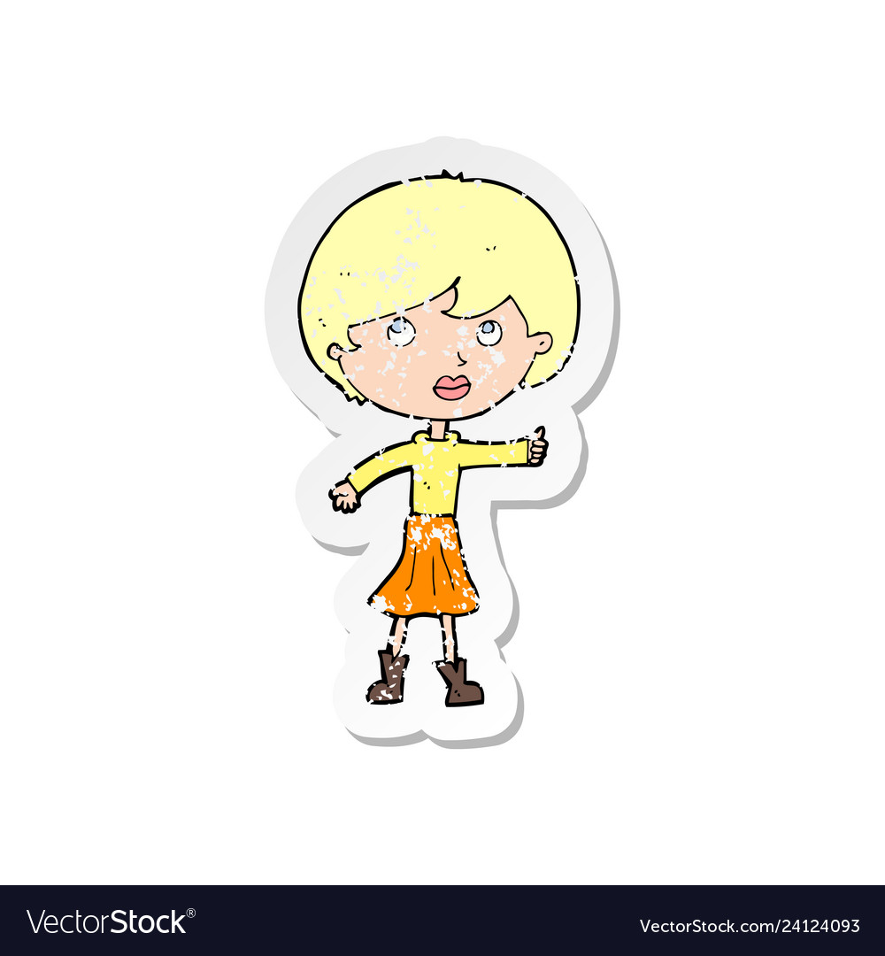 Retro distressed sticker of a cartoon woman Vector Image