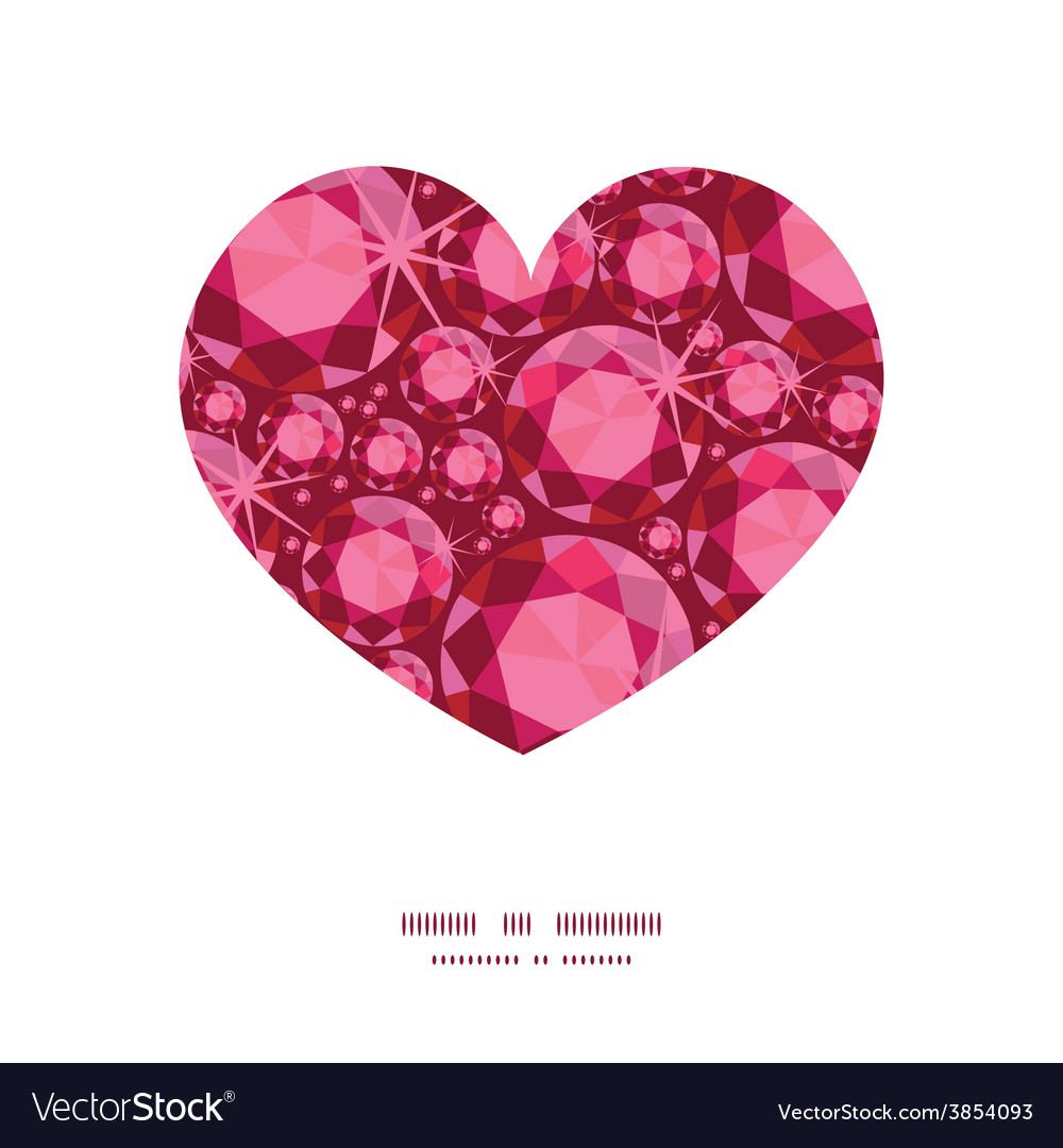 Ruby heart silhouette pattern frame Royalty Free Vector