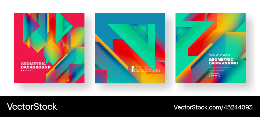 Set of abstract backgrounds overlapping geometric Vector Image