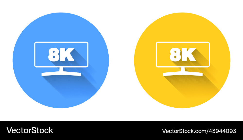 White computer monitor icon isolated with long Vector Image