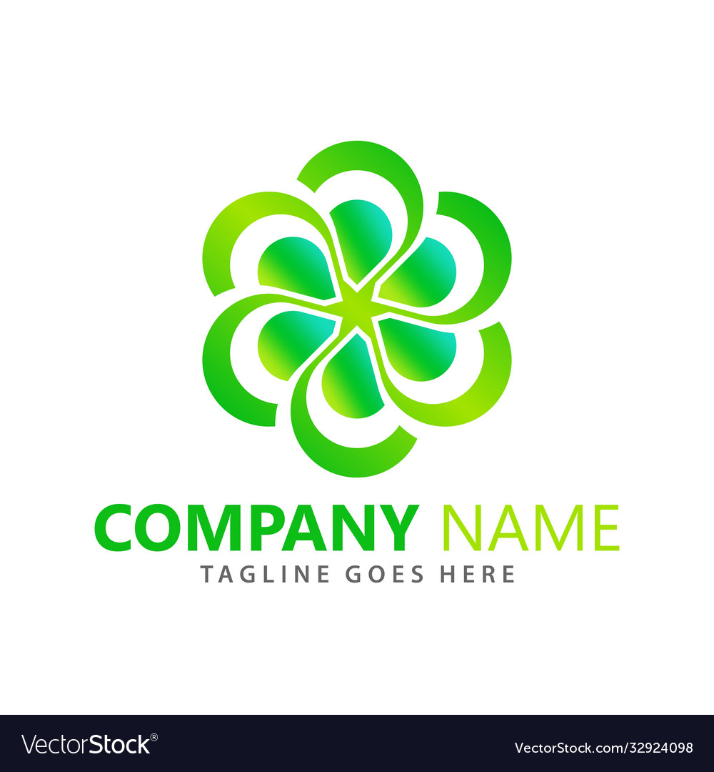 Abstract Flower Green Leaf Company Logos Design Vector Image