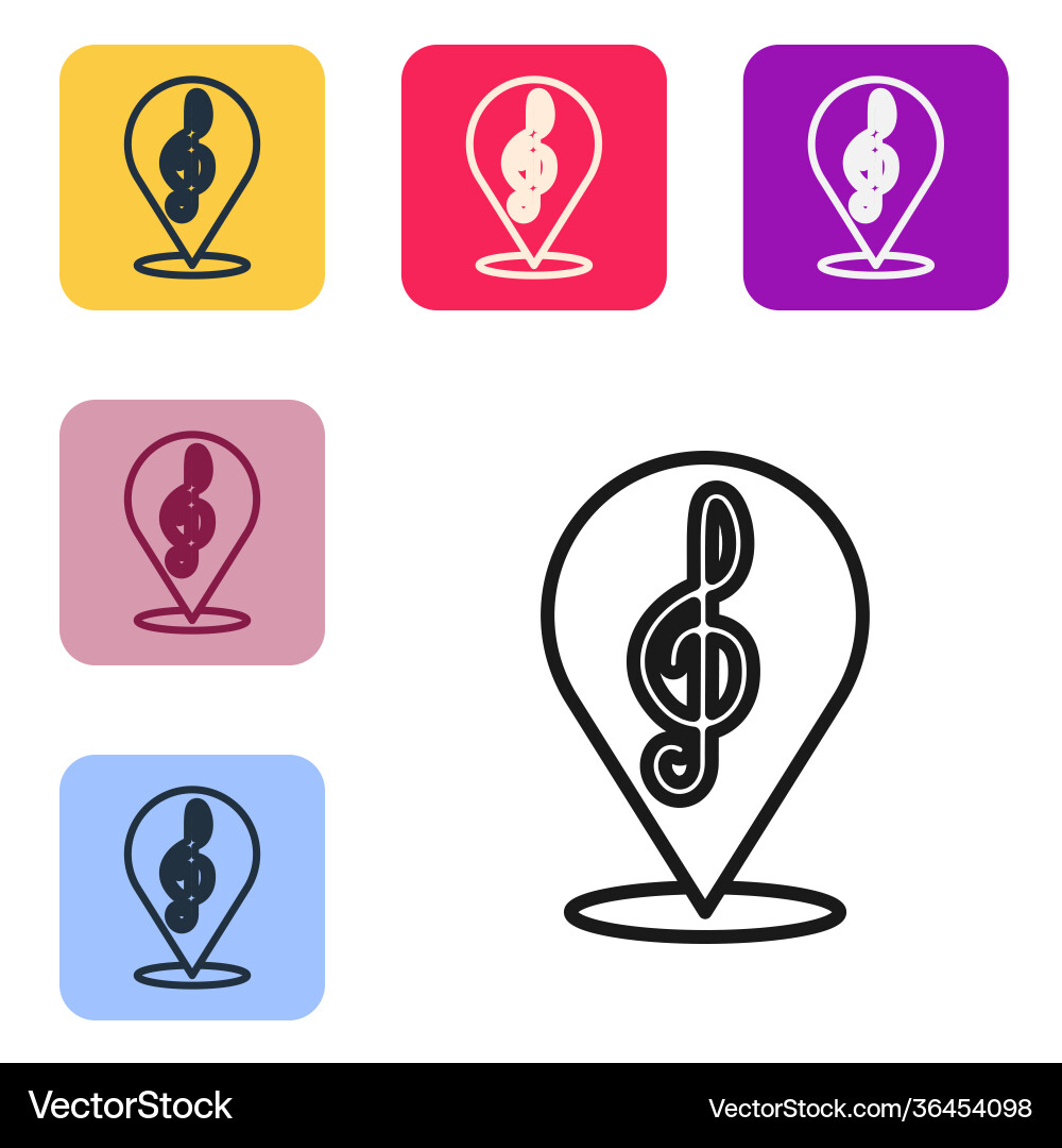 Black line treble clef icon isolated on white Vector Image