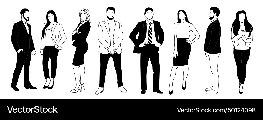 Business team members standing on white Royalty Free Vector
