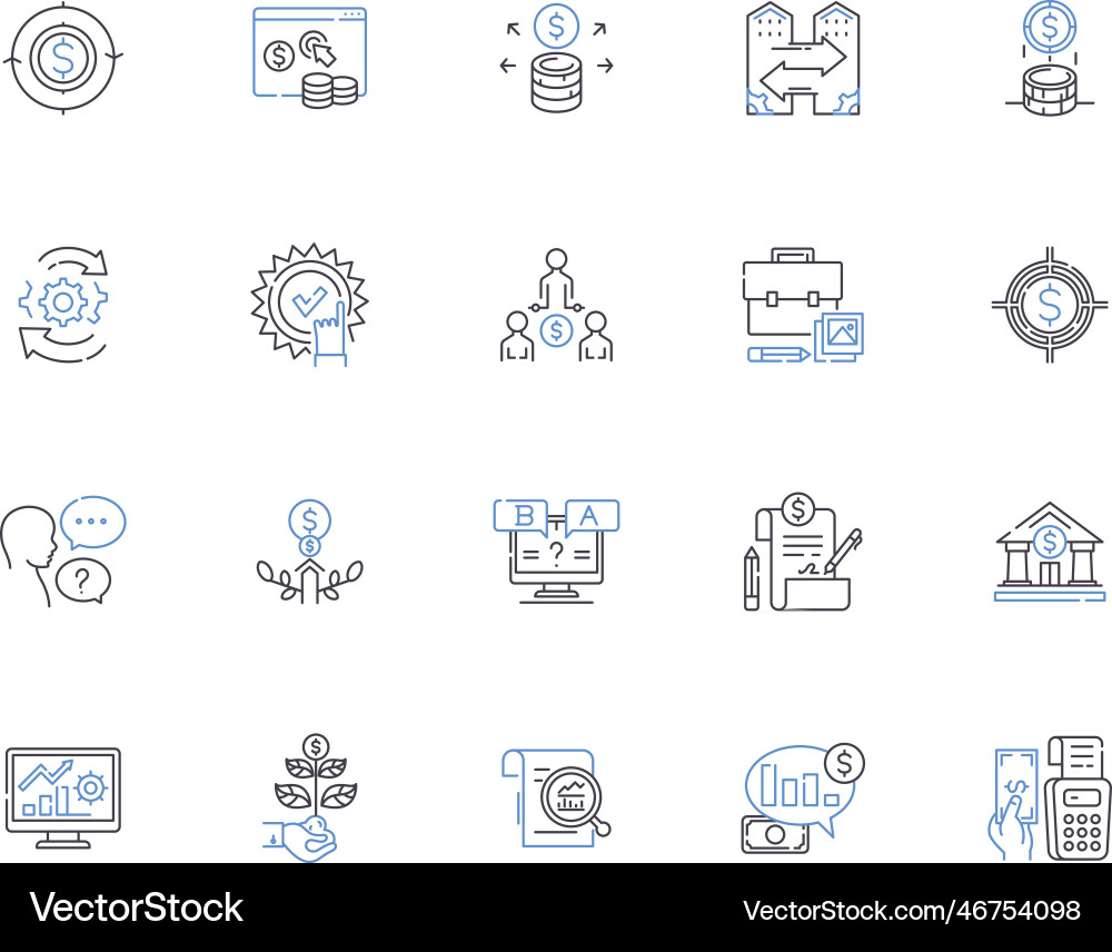Commerce outline icons collection trade Royalty Free Vector