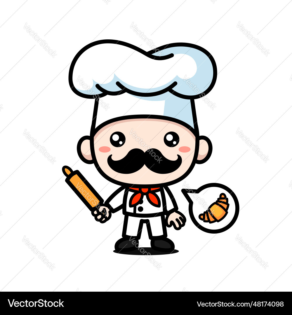 Cute cook chef cartoon character Royalty Free Vector Image