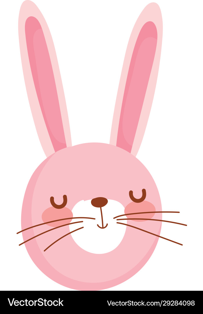 Cute rabbit face cartoon character on white Vector Image
