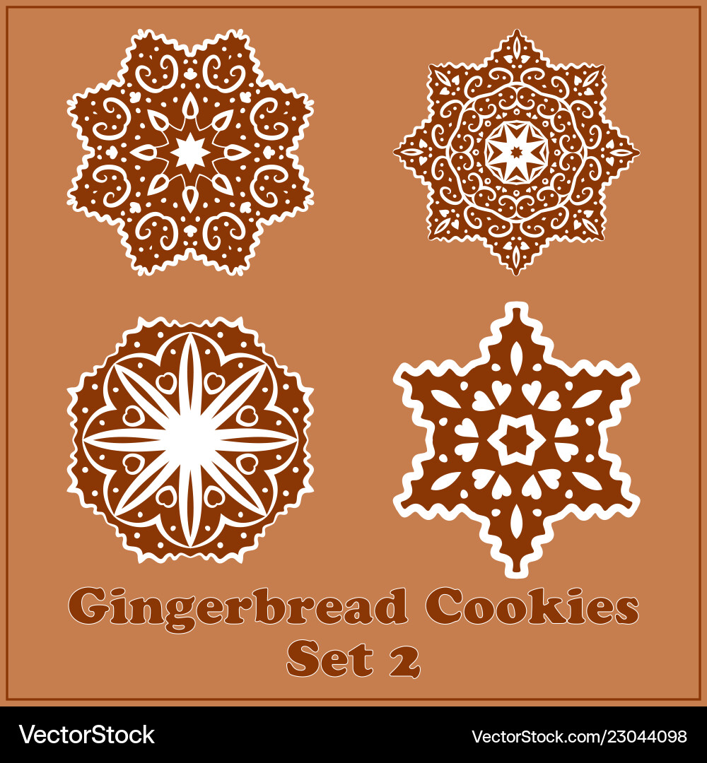 Gingerbread snowflakes cookies set merry Vector Image