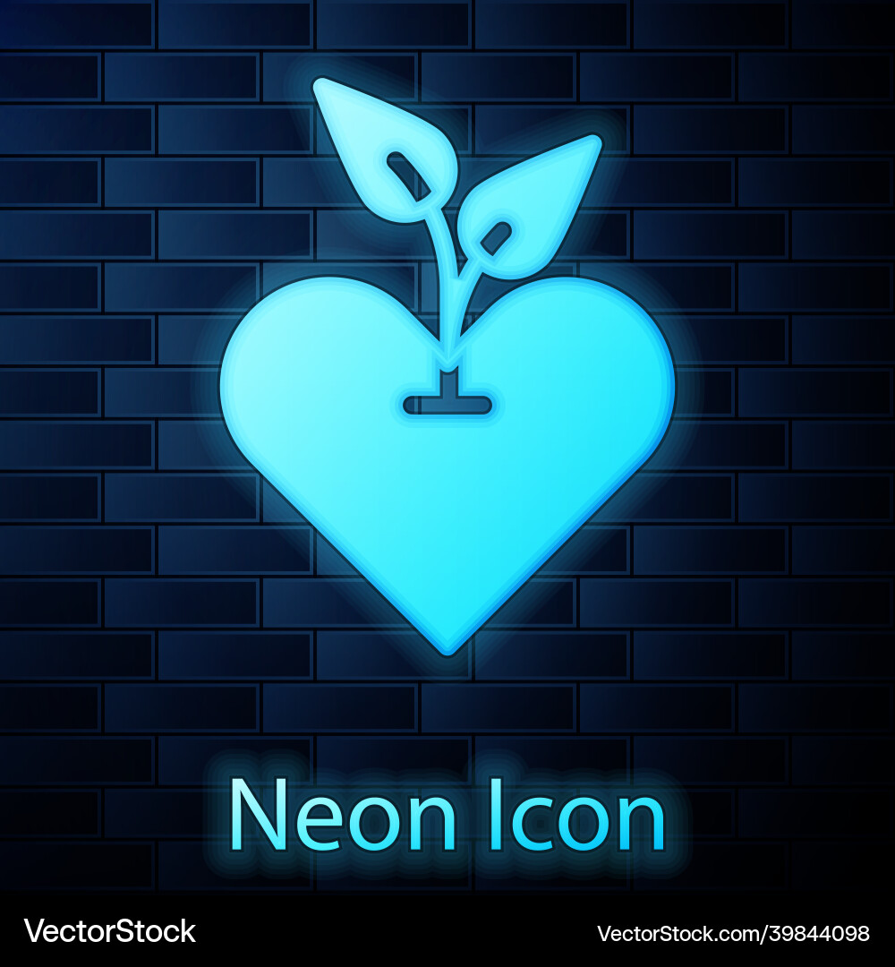 Glowing neon heart icon isolated on brick wall Vector Image
