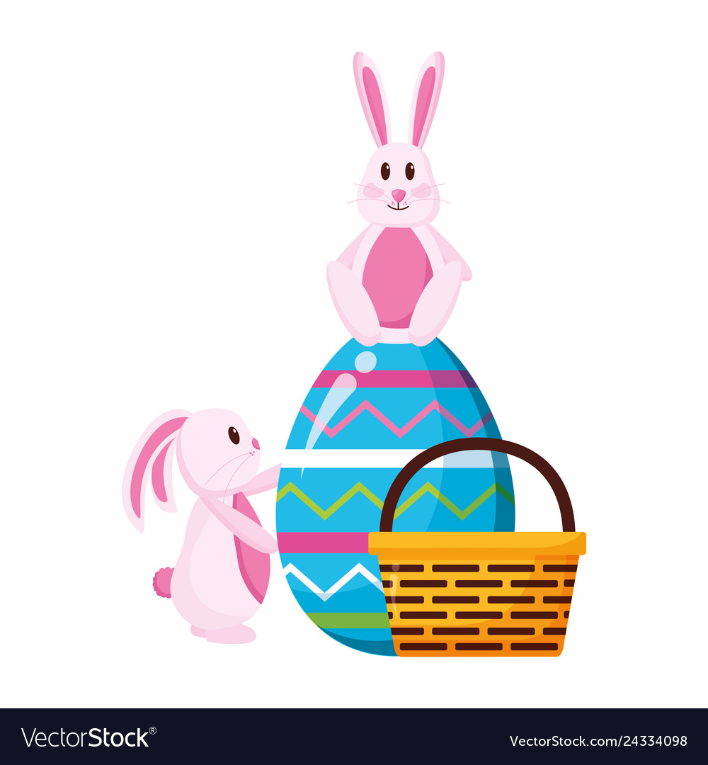Happy easter rabbits Royalty Free Vector Image