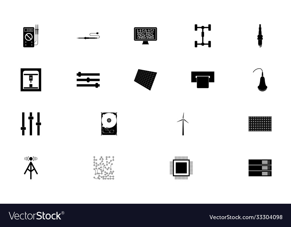Industrial electronics black color set solid Vector Image