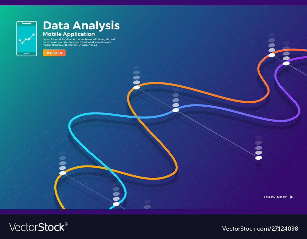 Isometric graph chart analysis Royalty Free Vector Image