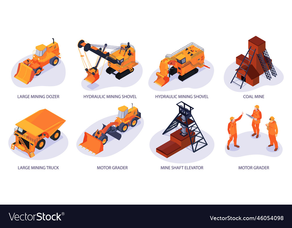 Isometric mining compositions set Royalty Free Vector Image