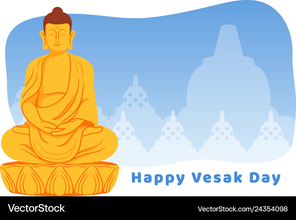Meditating buddha for vesak day greeting Vector Image
