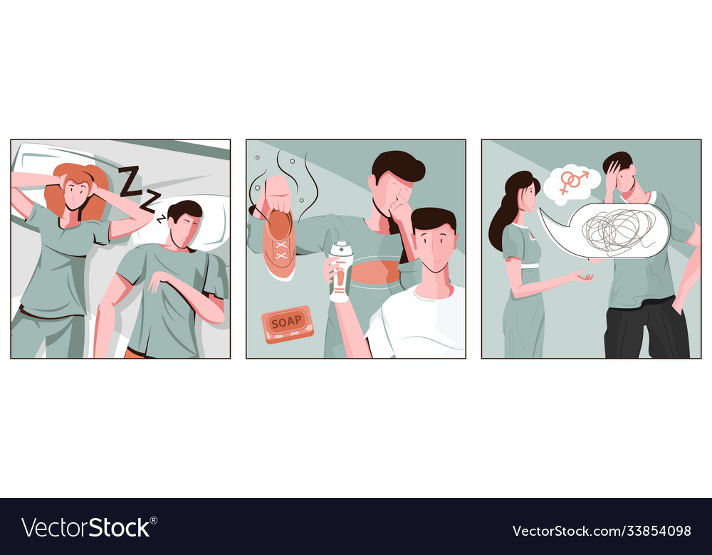 Men problem compositions set Royalty Free Vector Image