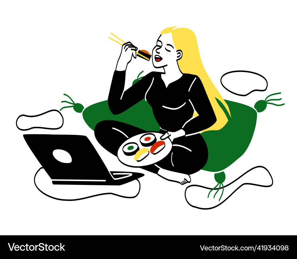 People eating food Royalty Free Vector Image - VectorStock