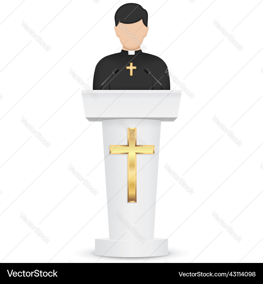 Priest giving speech from tribune catholic Vector Image