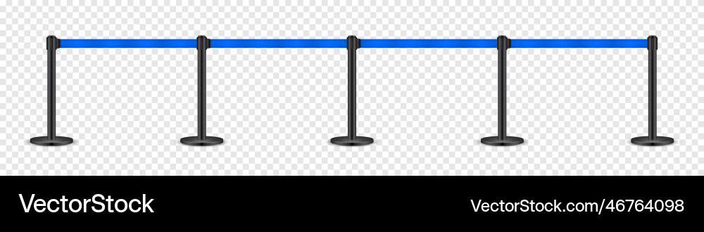 Realistic blue retractable belt stanchion crowd Vector Image