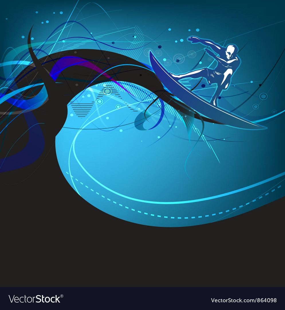 Surfer with waves Royalty Free Vector Image - VectorStock