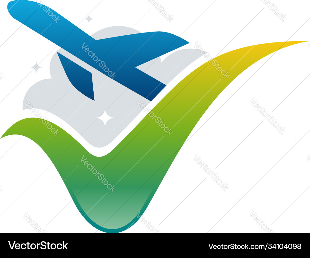 Travel check logo designs concept plane Royalty Free Vector
