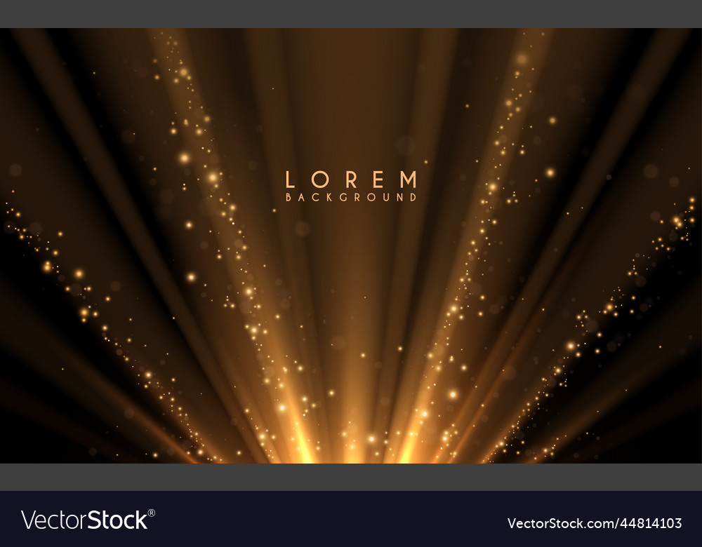 Abstract golden light rays with sparks Royalty Free Vector
