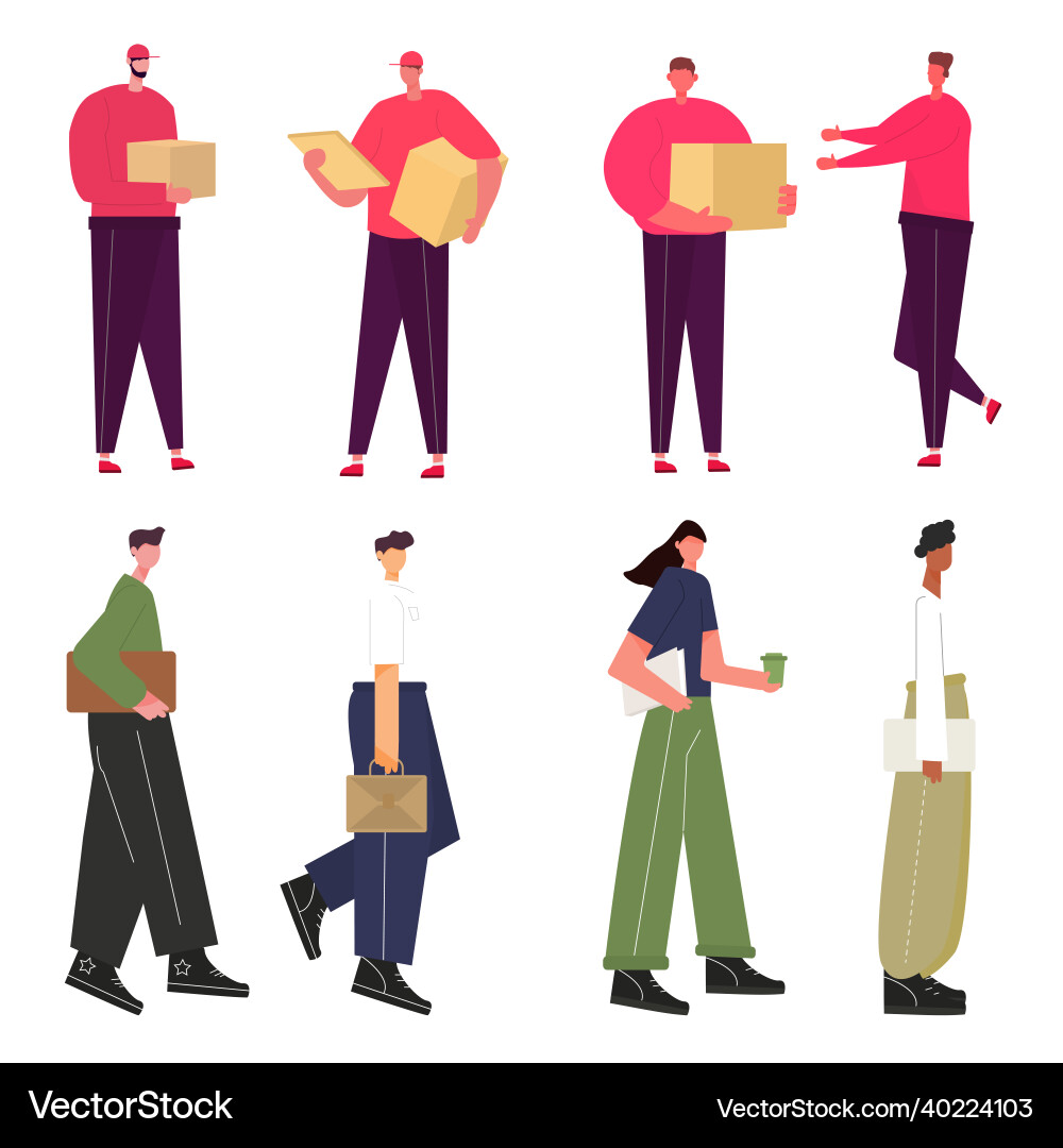 Bundle of many career character 2 sets 8 poses Vector Image