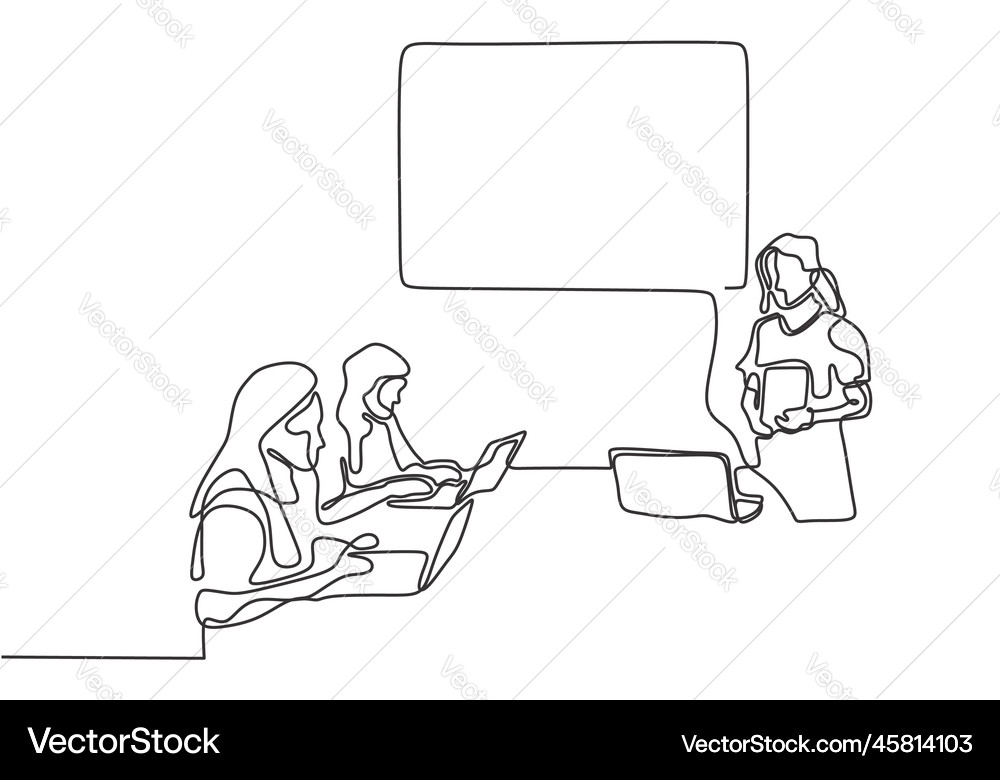 Continuous one line drawing of mentor giving a Vector Image