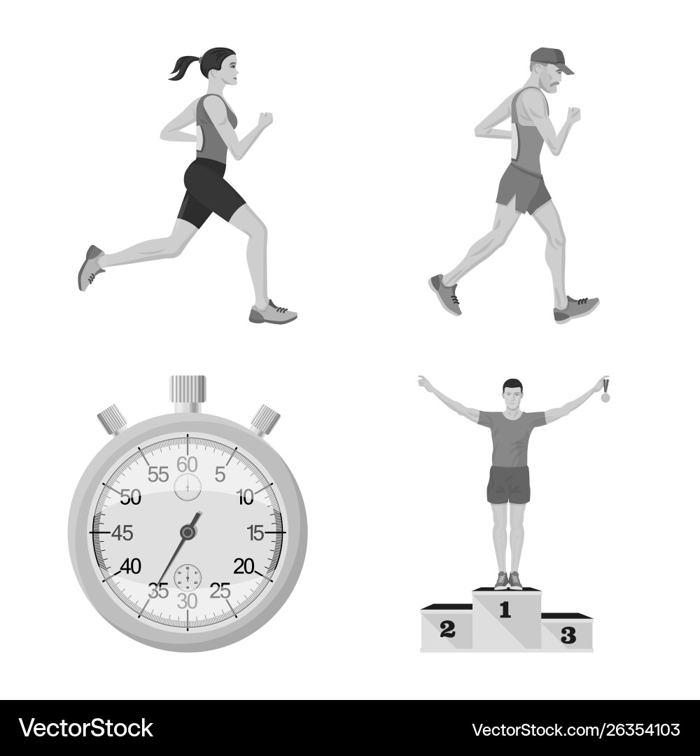 Design success and marathon sign set Royalty Free Vector