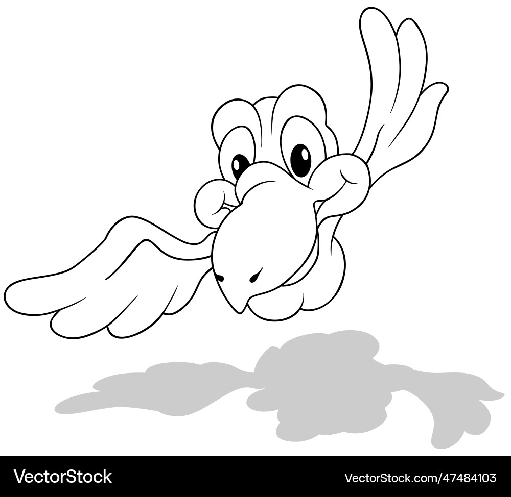 Drawing of a flying parrot from front view Vector Image