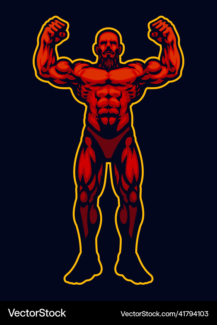 Flexing muscle bodybuilder show his athletic body Vector Image