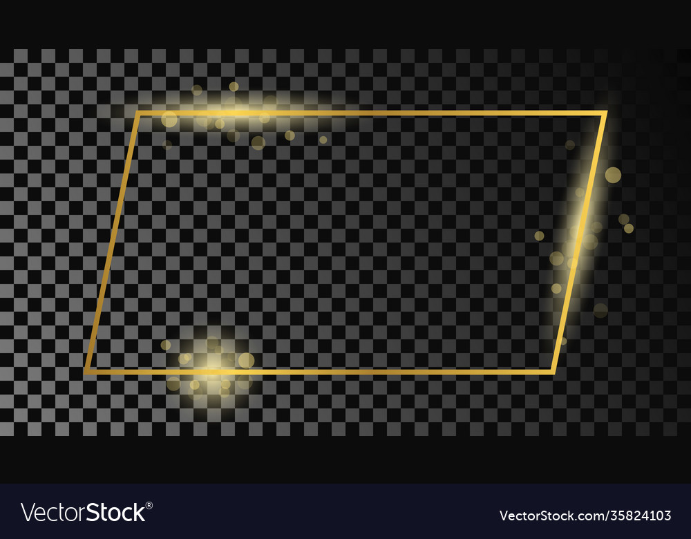 Gold glowing rectangular shape frame Royalty Free Vector