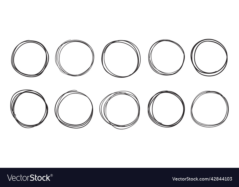 Hand drawn circles round doodle frames sketch Vector Image