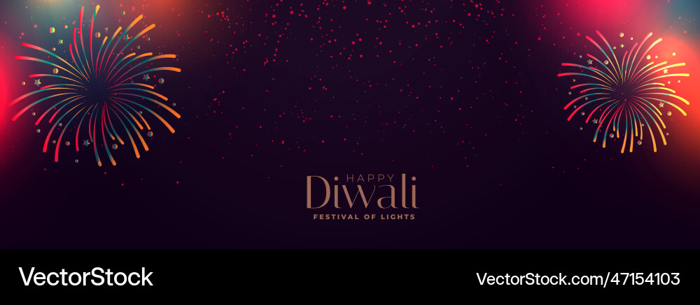 Happy diwali celebration colorful firework banner Vector Image