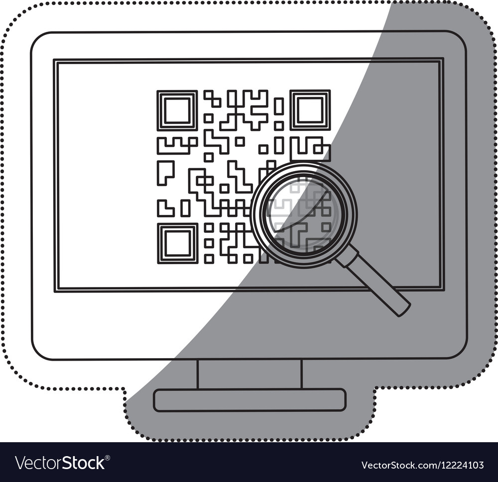 Isolated qr code and computer design Royalty Free Vector