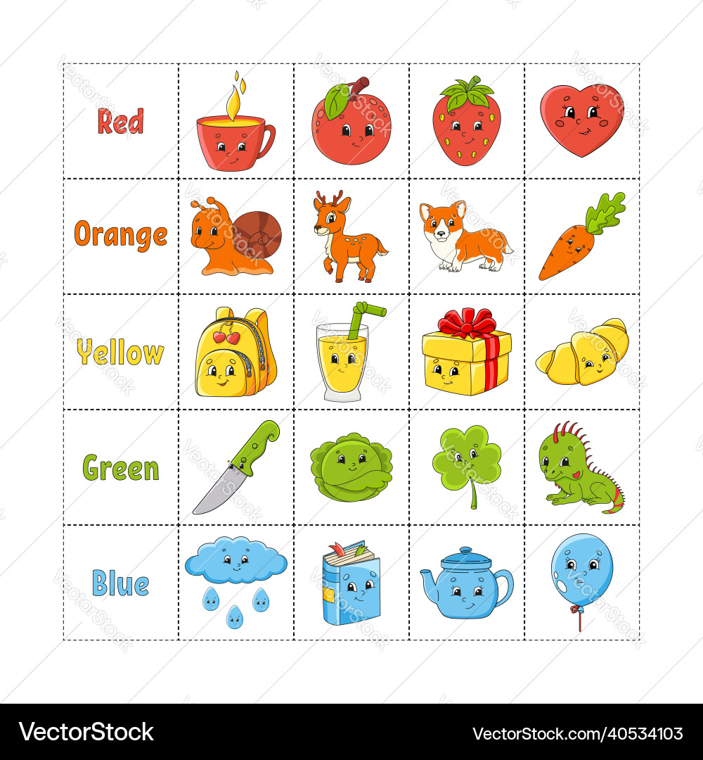 Learning colors for kids cut and play cute Vector Image
