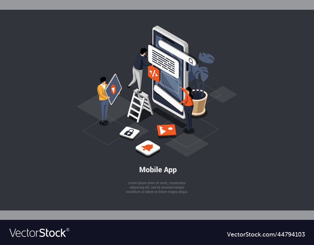 Mobile app development and design Royalty Free Vector Image