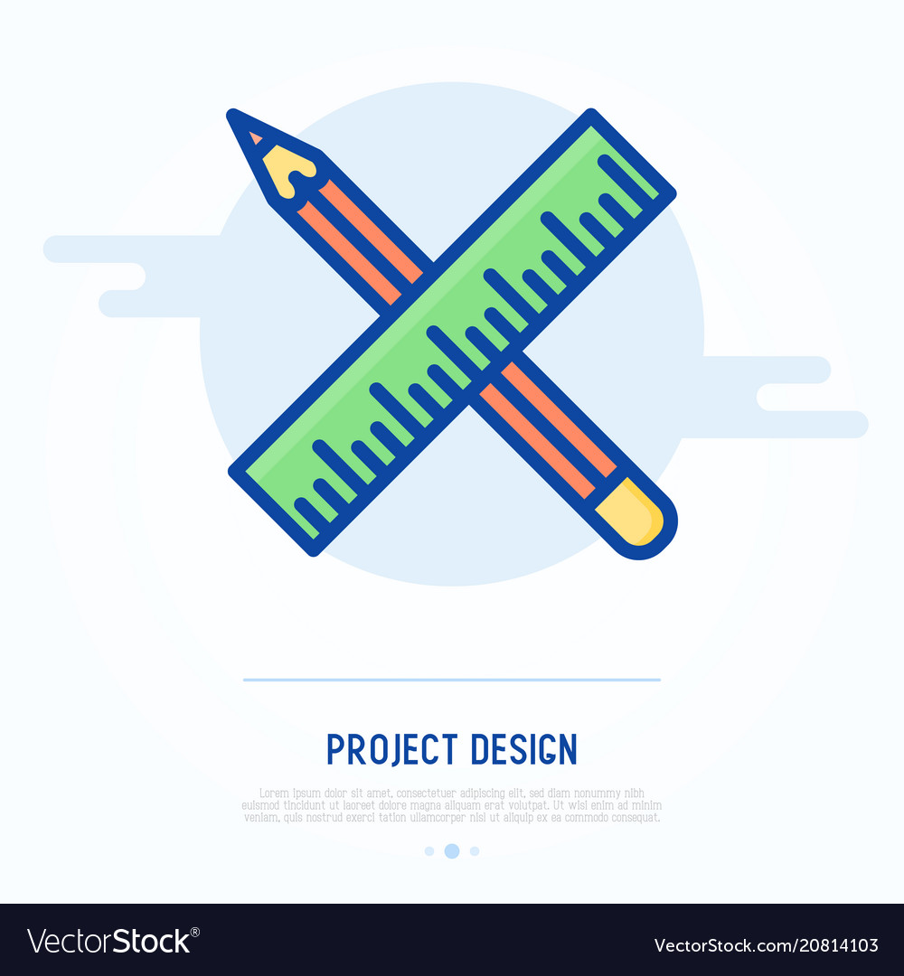 Project design concept crossed pencil and ruler Vector Image