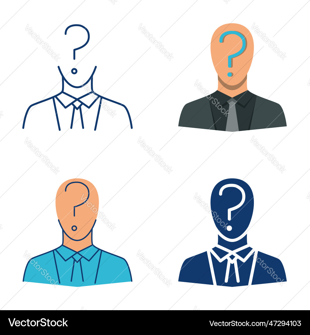 Unknown person icon set in flat and line style Vector Image