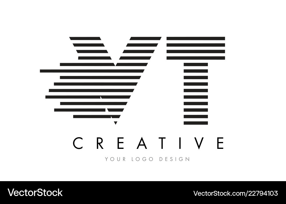 Vt v t zebra letter logo design with black Vector Image