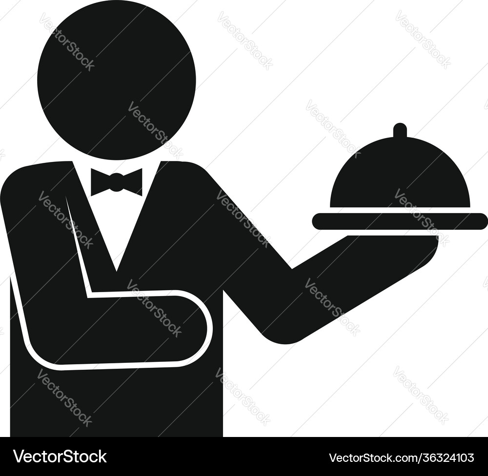 Waiter food tray icon simple style Royalty Free Vector Image